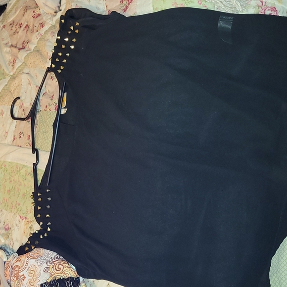 Available | Tops | Vintage Black Sheer Top With Gold Spikes On Both ...